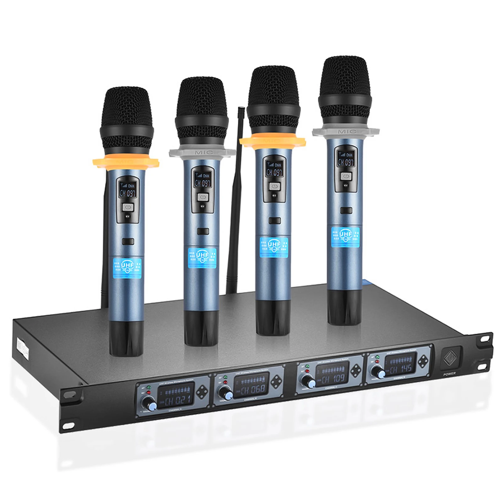Professional-4Channel-UHF-Wireless-Handheld-Microphone-System-with ...