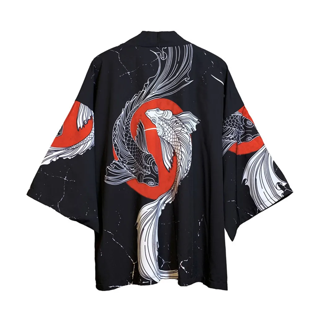 Summer Japanese Five Point Sleeves Kimono Mens And Womens Cloak Jacke ...