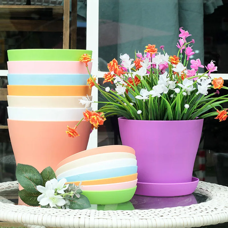 POT DE FLEUR,D-L 14x12.5cm--Pot de fleurs de jardin en plastique, 1 ...