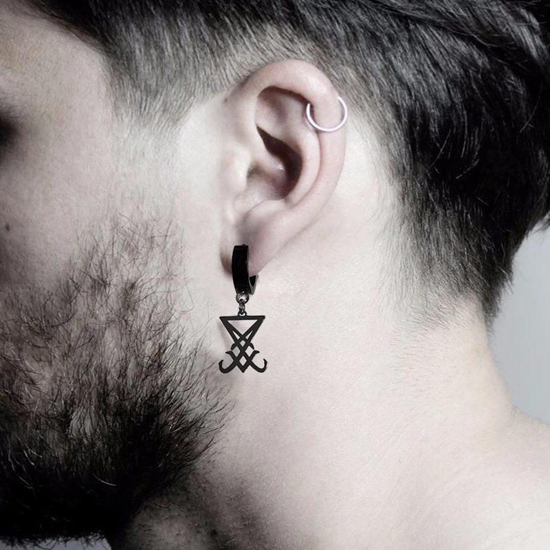 Earrings Sigil Of Lucifer Satanic Symbol Seal Of Satan in Black ...