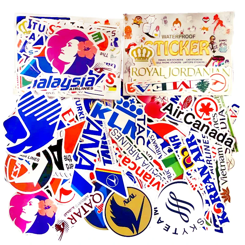 52Pcs Airline Logo High Quality Stickers Aviation Travel Trip For ...