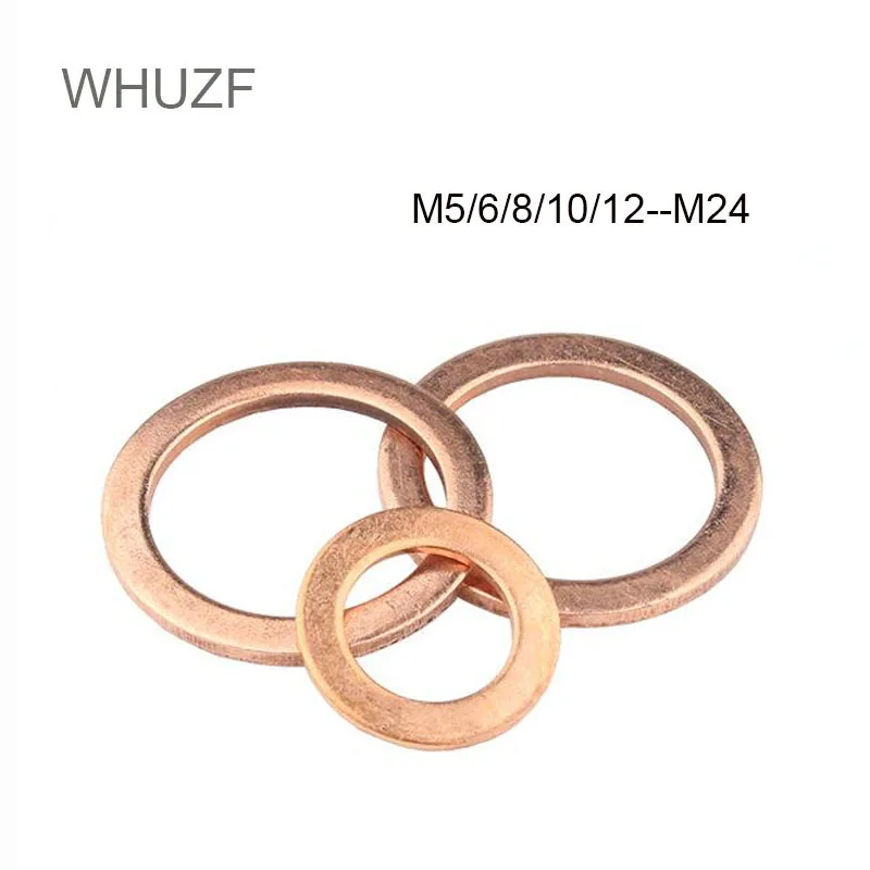 Whuzf 10/50pcs M5 M6 M8 M10 M12 M14 M16 - M24 Solid Copper Washer Shim ...