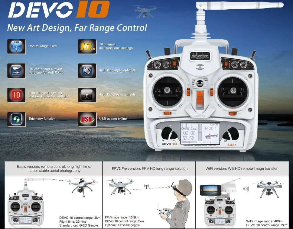 Original-Black-Walkera-Devo-10-Remote-Controller-DEVO10-Transmitter ...