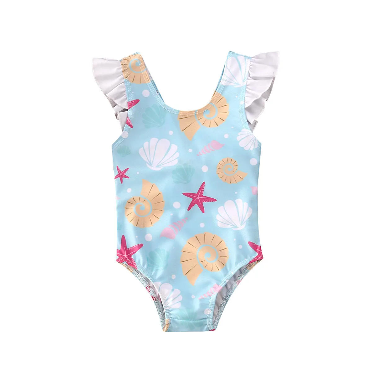 Newborn Baby Kid Girls Swimsuit Bow Ruffles Shell Starfish Print ...