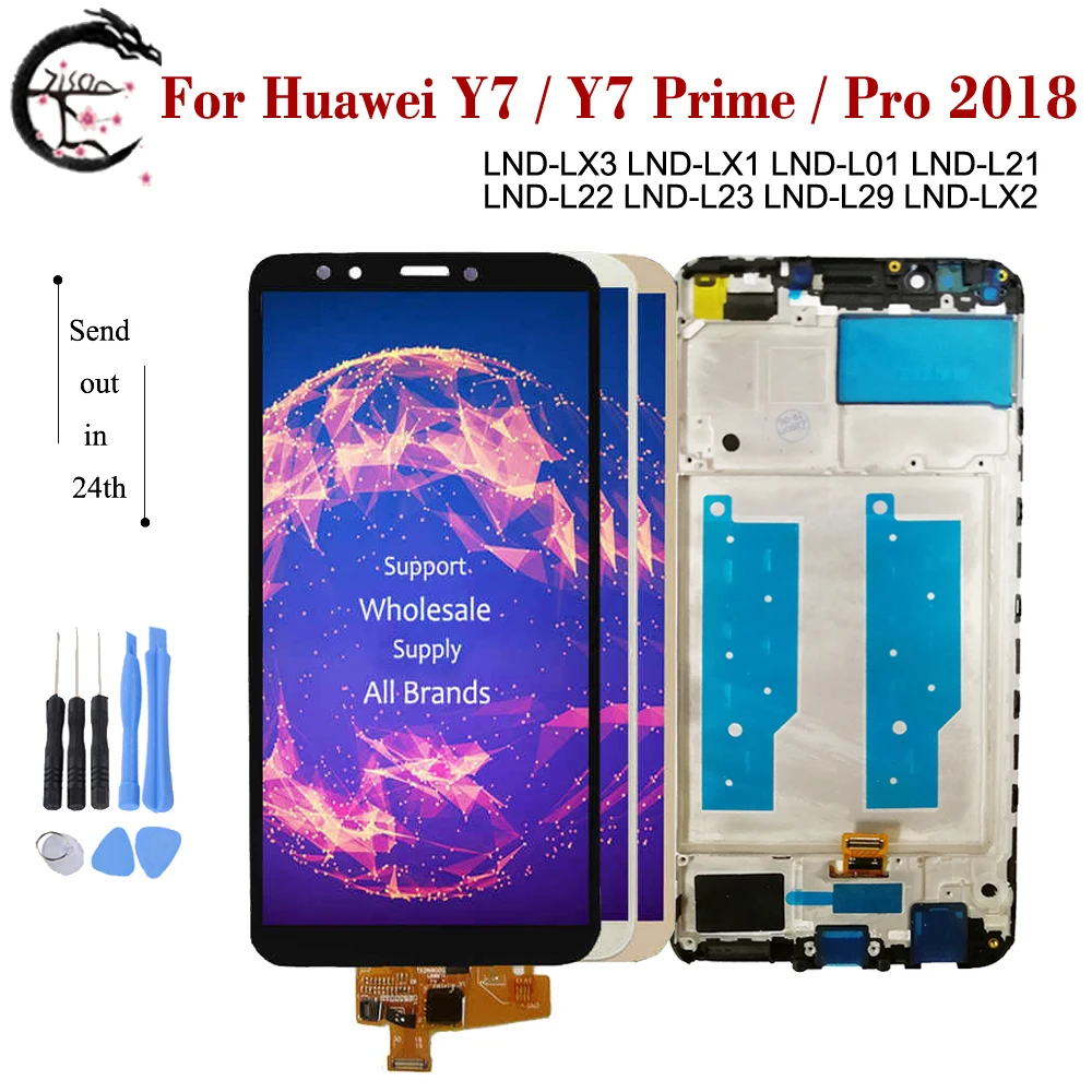5.99" Y7 2018 LCD With Frame For Huawei Y7 Prime / Y7 Pro Display Screen Touch Digitizer LDN L21 ...