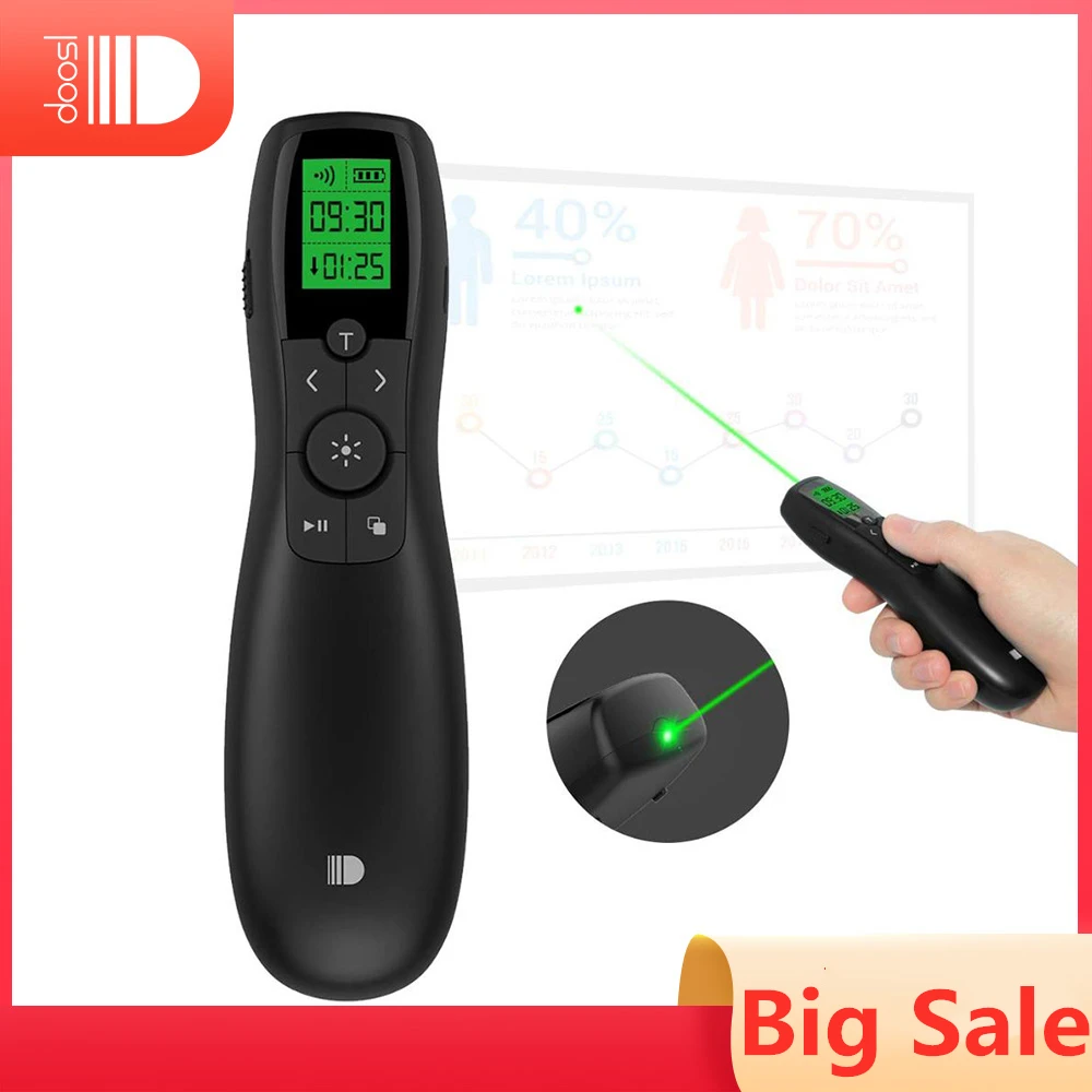 Wireless-Presenter-Doosl-Rechargeable-Green-Pointer-Laser-with-LED ...