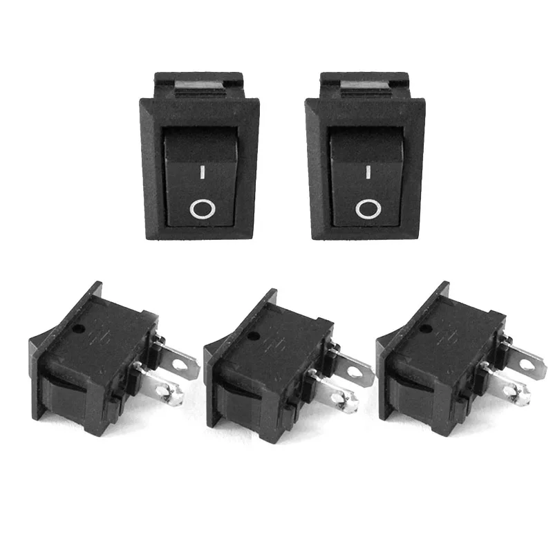 5pcs Mini Rocker Switch Latching Push Button Black Spst On Off 250v 6a ...