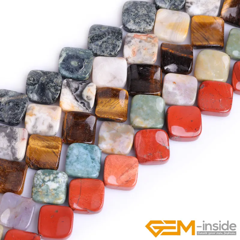 Natural-Stone-16mm-Square-Wave-Bead-For-Jewelry-Making-Strand-15-DIY ...