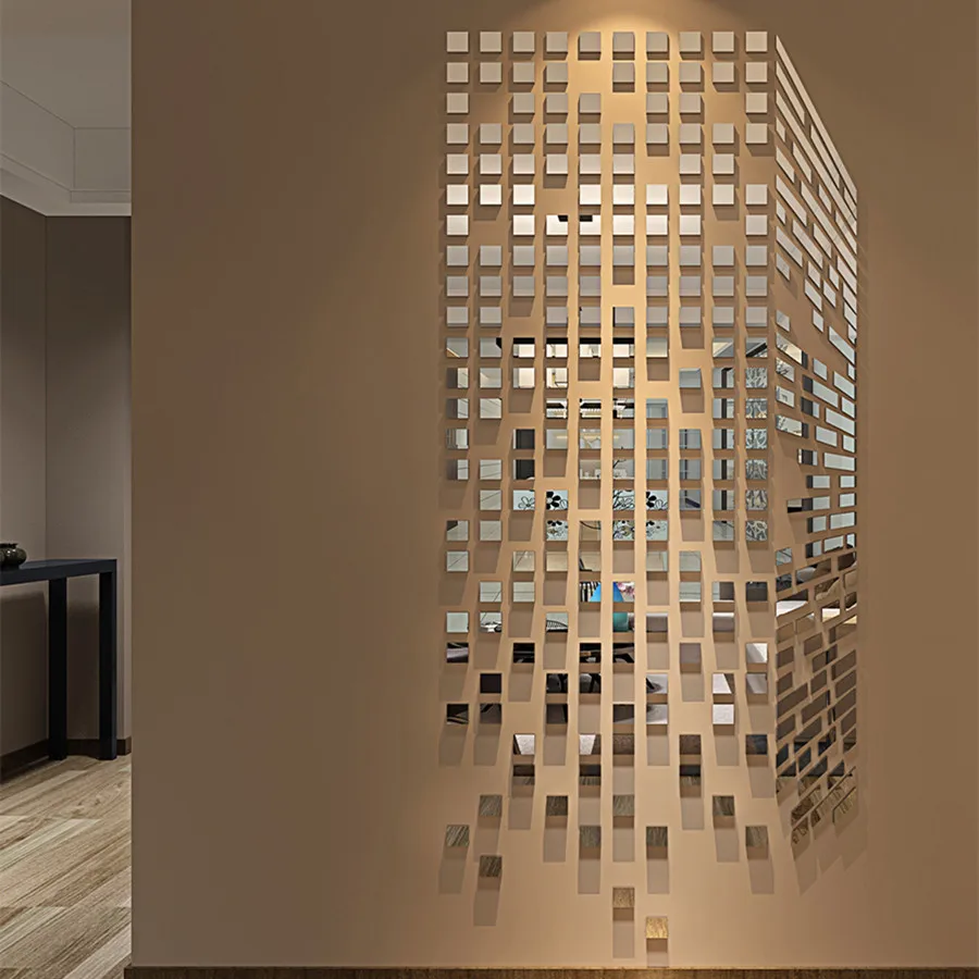 3D Perspective View Mirror Acrylic Wall Stickers Living Room Bedroom ...