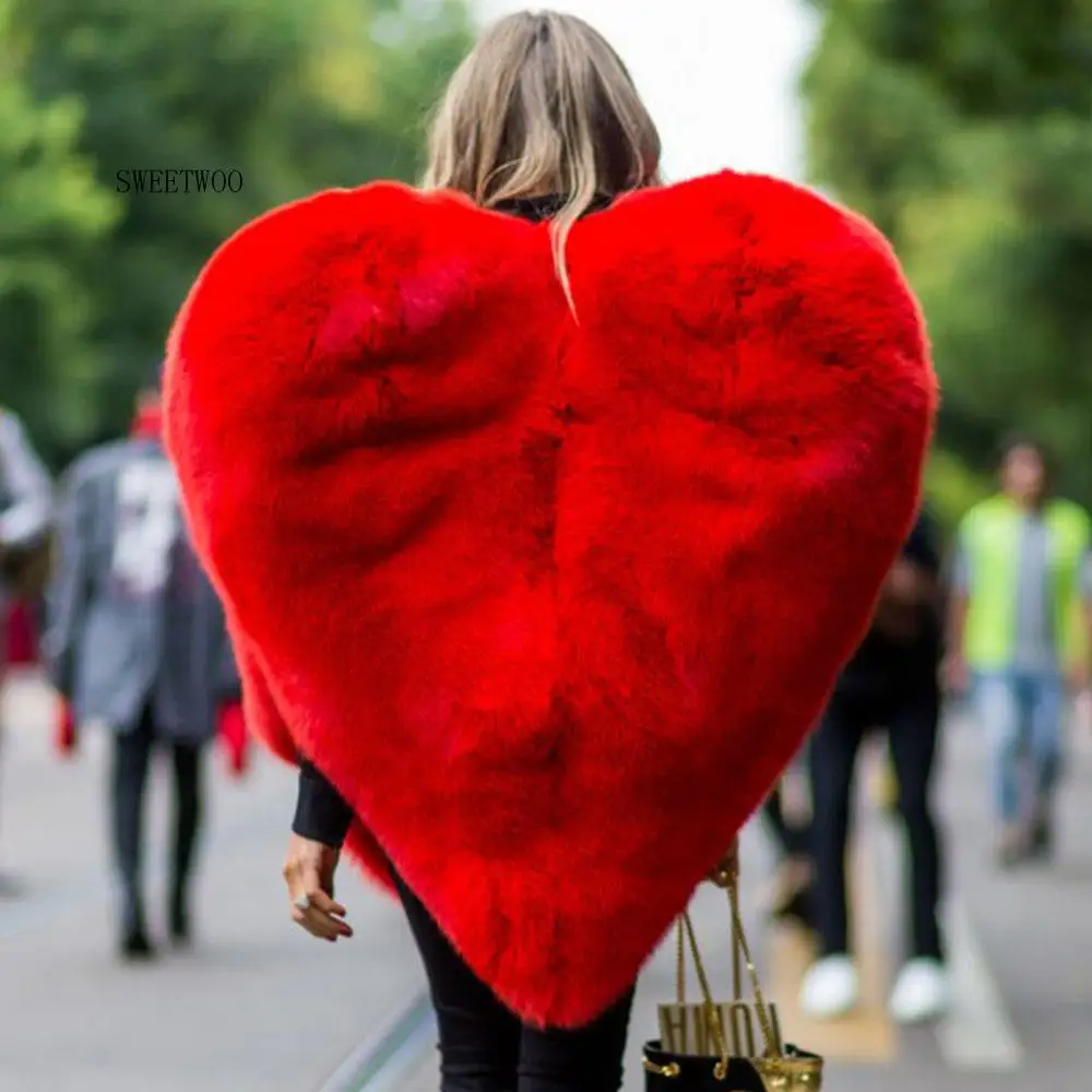 3D-Red-Love-Heart-Shaped-Cape-Faux-Fox-Fur-Thick-Warm-Women-Long-Coat ...