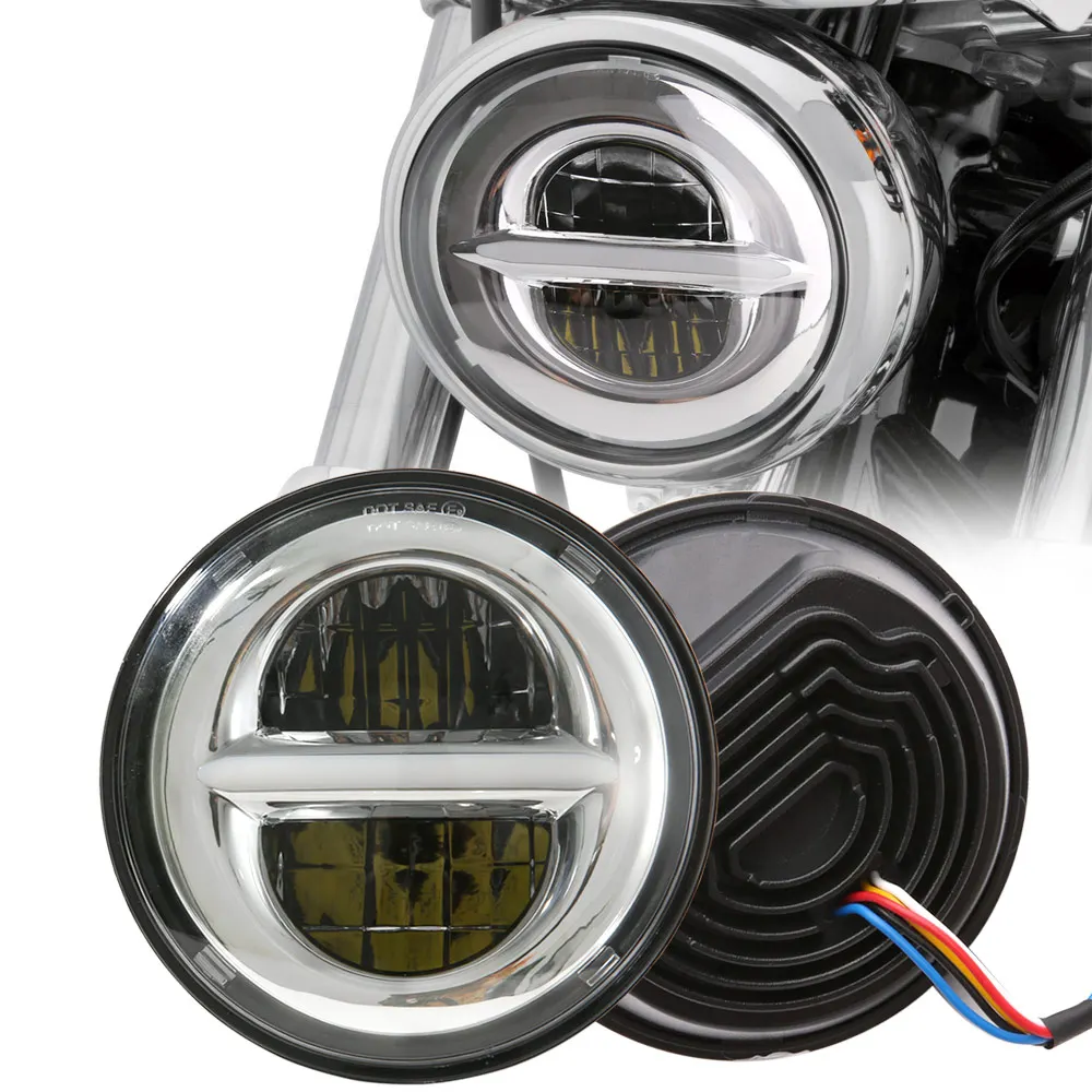 5 3/4 " Round Motorcycle Headlight 5.75 inch LED Headlight DRL For ...