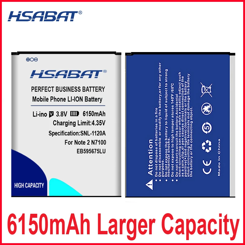 Hsabat 6150mah Eb595675lu Battery For Samsung Galaxy Note 2 N7100 E250 ...
