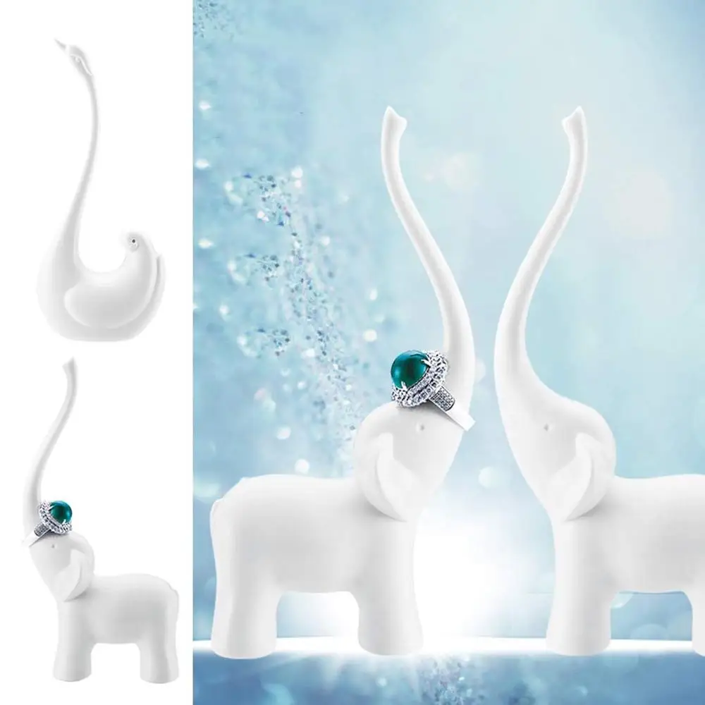 Creative White Desktop Swan Elephant Ring Holder Storage Jewelry Rack ...