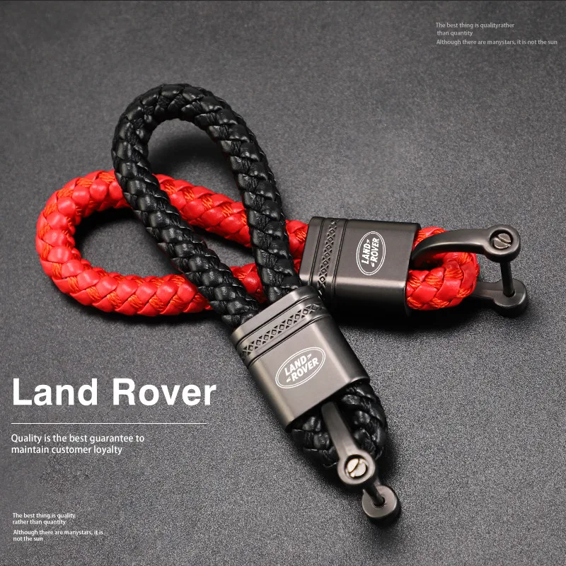 Car Styling Keychain Leather Woven Rope Metal Key Ring For Land Rover ...