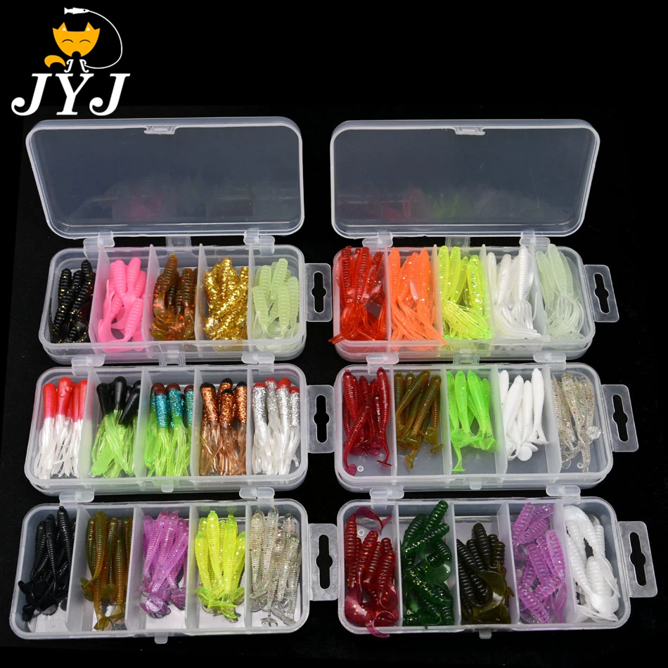 Jyj Box Package 30pcs 50pcs 4cm 5cm 6cm Soft Silica Lure Grub Maggot ...