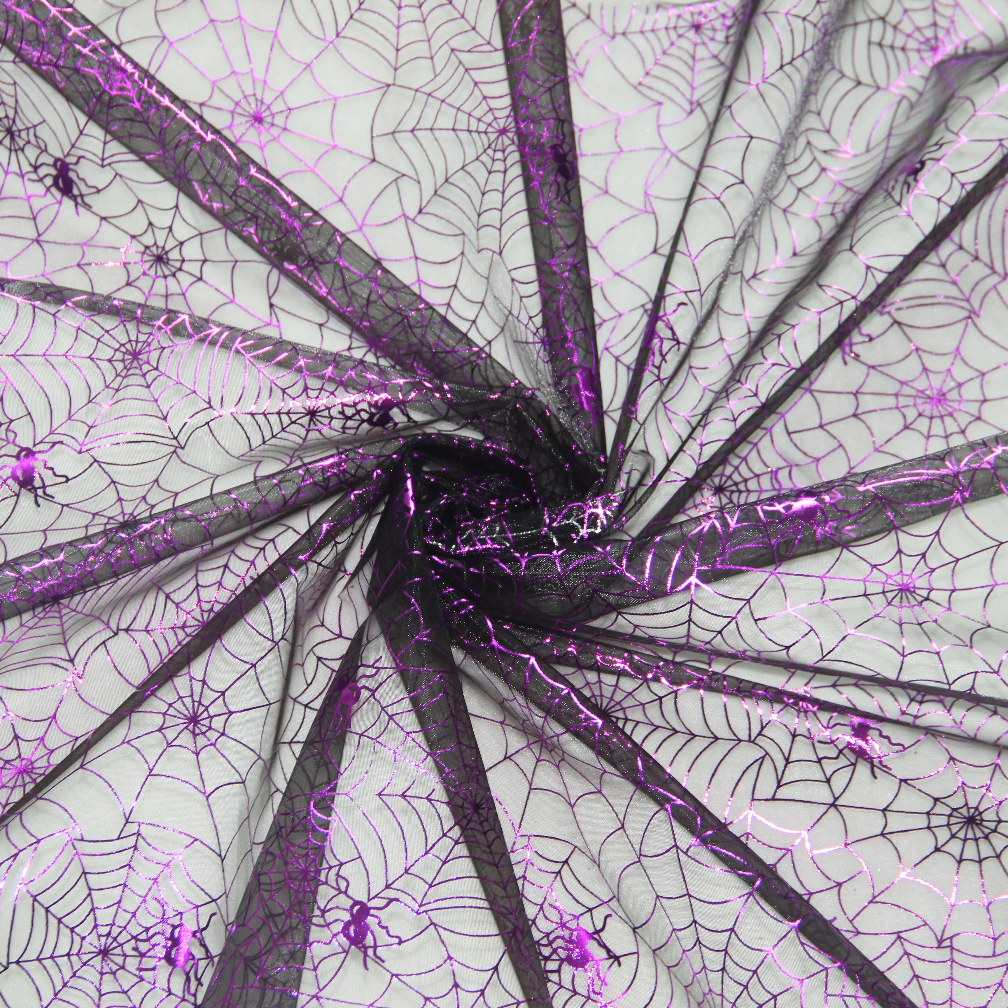 cobwebs-spider-printing-organza-fabric-shining-glitter-tulle-Halloween ...