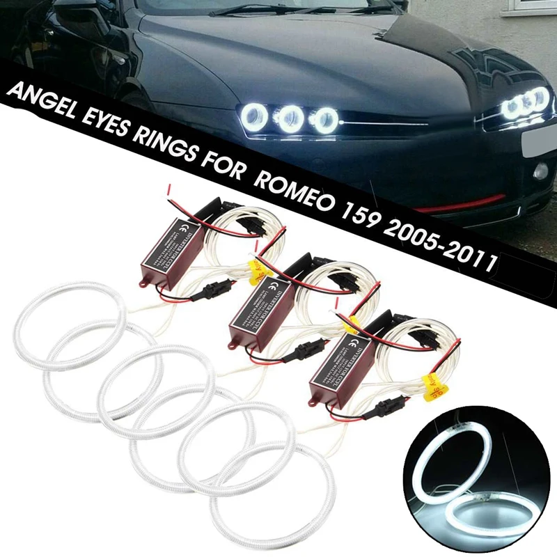 6Pcs Car Front Headlight Ultra Bright Angel Eyes CCFL Halo Ring for ...