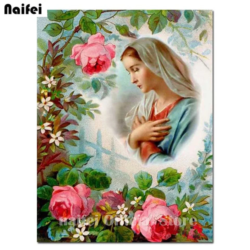 Mother Mary With Flowers