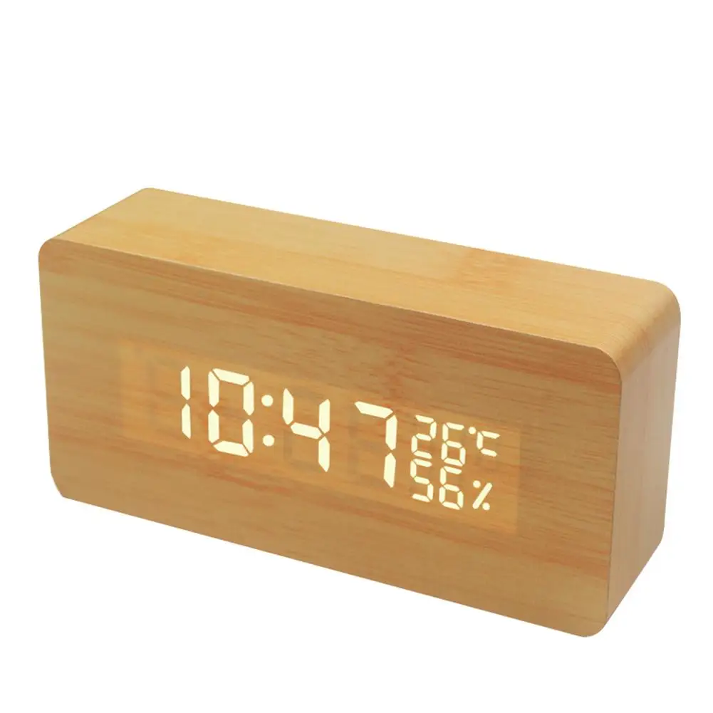 Modern Led Alarm Clock Multicolor Sounds Control Temperature Humidity ...