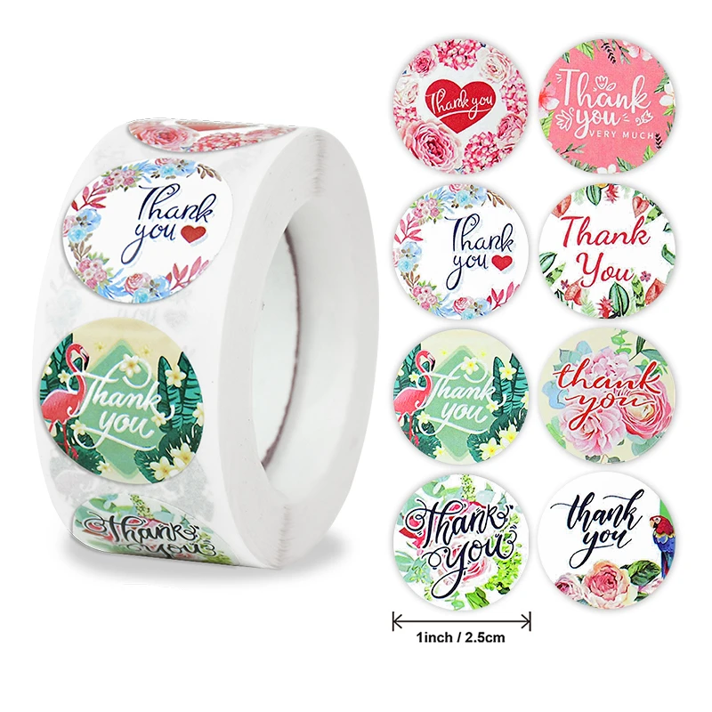 500pcs 1inch Thank You Stickers Round Seal Label Stationery Stickers ...