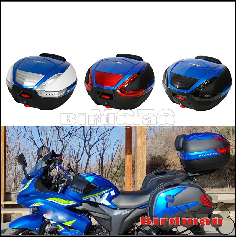 스즈키 GSXR 600 750 1000 밴딧 V-스트롬 650 블루 커버 반사판 등받이 탑 박스, E62 38L 탑 케이스 ...