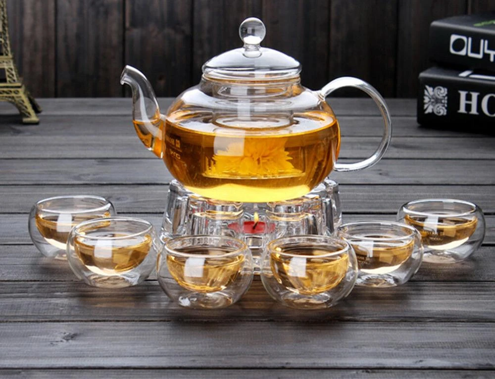 Tea Set High Borosilicate Glass Tea Pot Set Infuser Coffee Tea Leaf ...