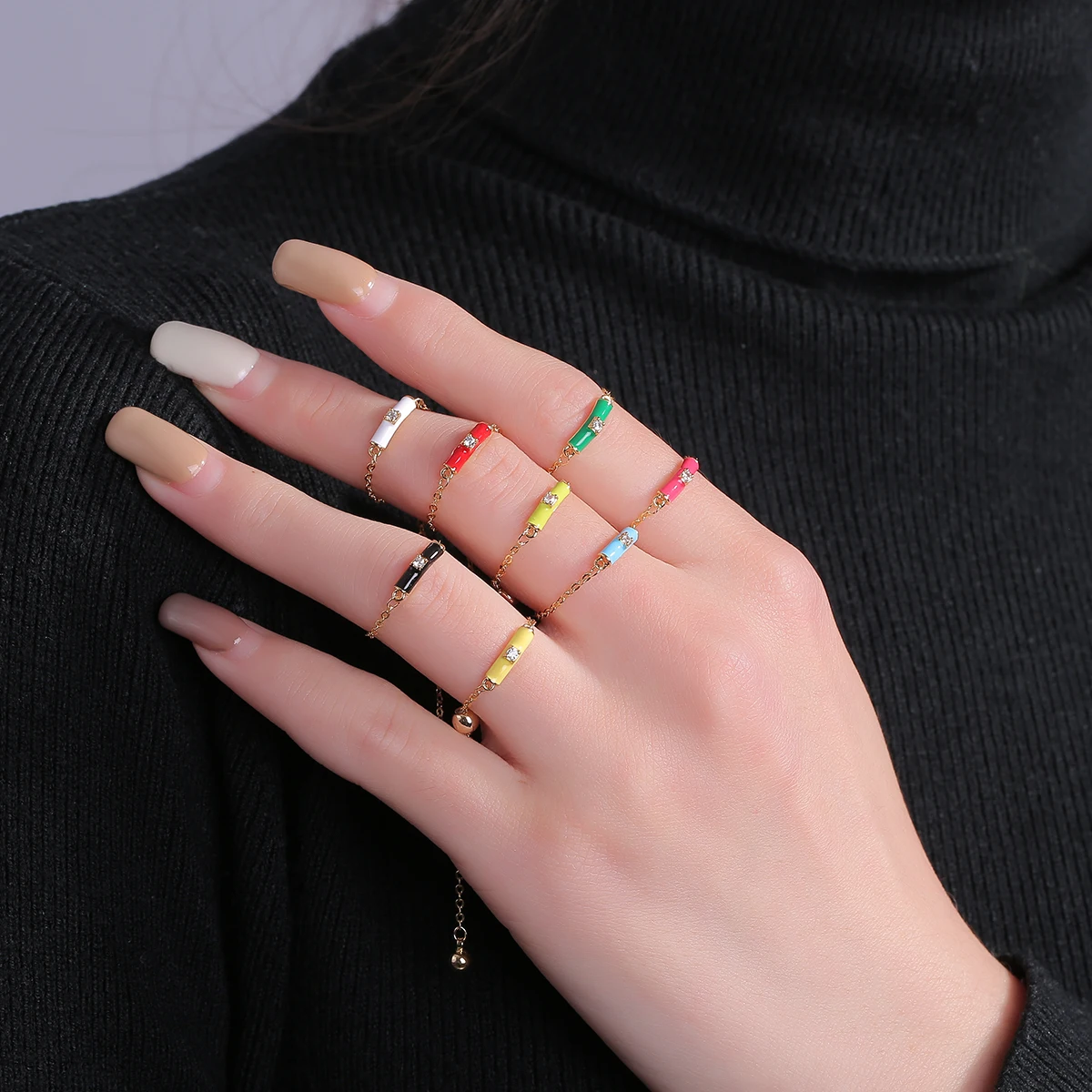New-Fashion-Candy-Color-Enamel-Dripping-Oil-Zircon-Ring-For-Women ...