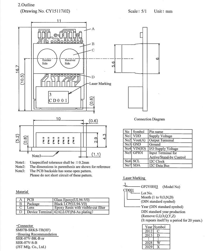 Módulo De Alcance Infravermelho Para Arduino Alta Precisão I2c Saída Iic Sensor De Distância Ir ...