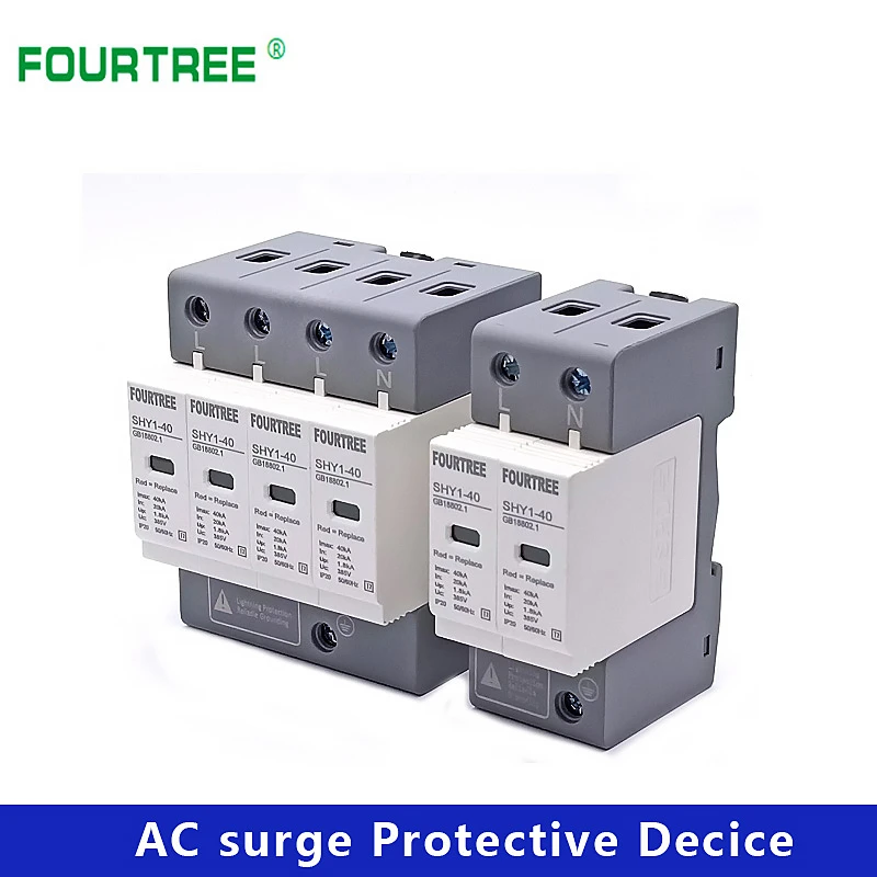 AC SPD Surge Protection 2P 4P 10〜20KA 20〜40KA 30KA〜60KA House Lightning ...