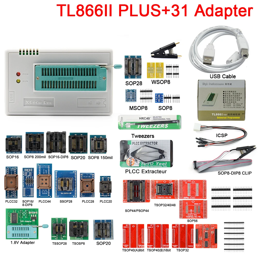 2021 Newest V11.5 TL866II Plus Universal programmer TL866II nand flash AVR PIC Bios USB ...