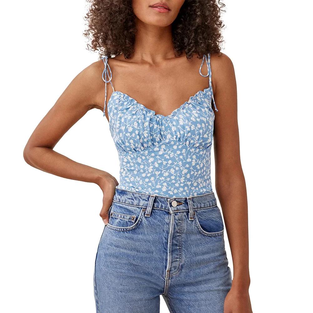 Camisole-Tops-Women-2021-Frill-Edge-V-Neck-Sleeveless-Floral-Print-Cami ...