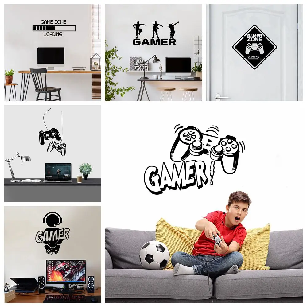 Carved Gamer Vinyl Wall Sticker Game Room For Kids Room Decoration Wall ...