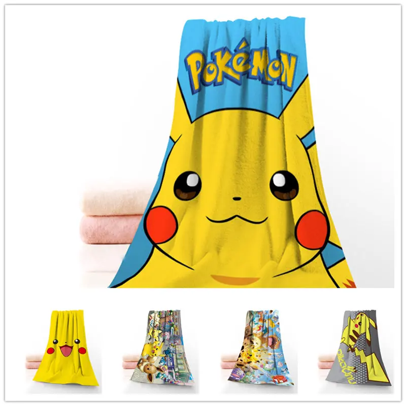 Anime Pokemon Pikachu Print Bath Towel - KawaiiMerch.com