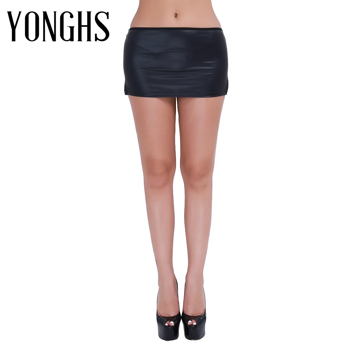 Lingerie erótica feminina fantasia sensual aparência molhada mini saias ...