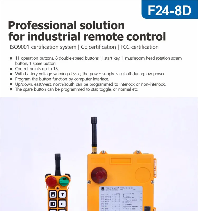 Telecrane F24-8d F24 8d F248d 8 Two-steps Pushbuttons Wireless ...