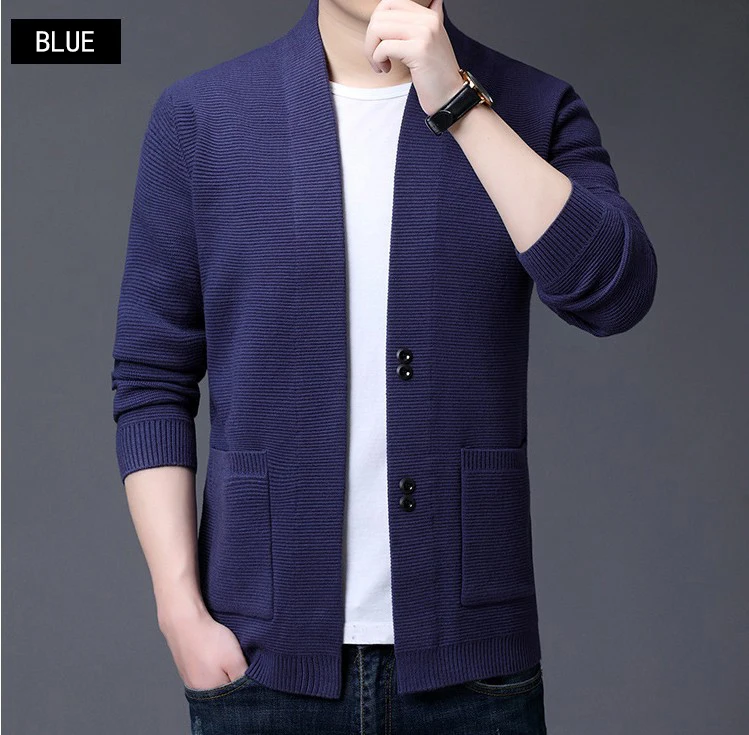 Gilet-cardigan,Cardigan tricoté à col en v pour homme, pull de couleur ...