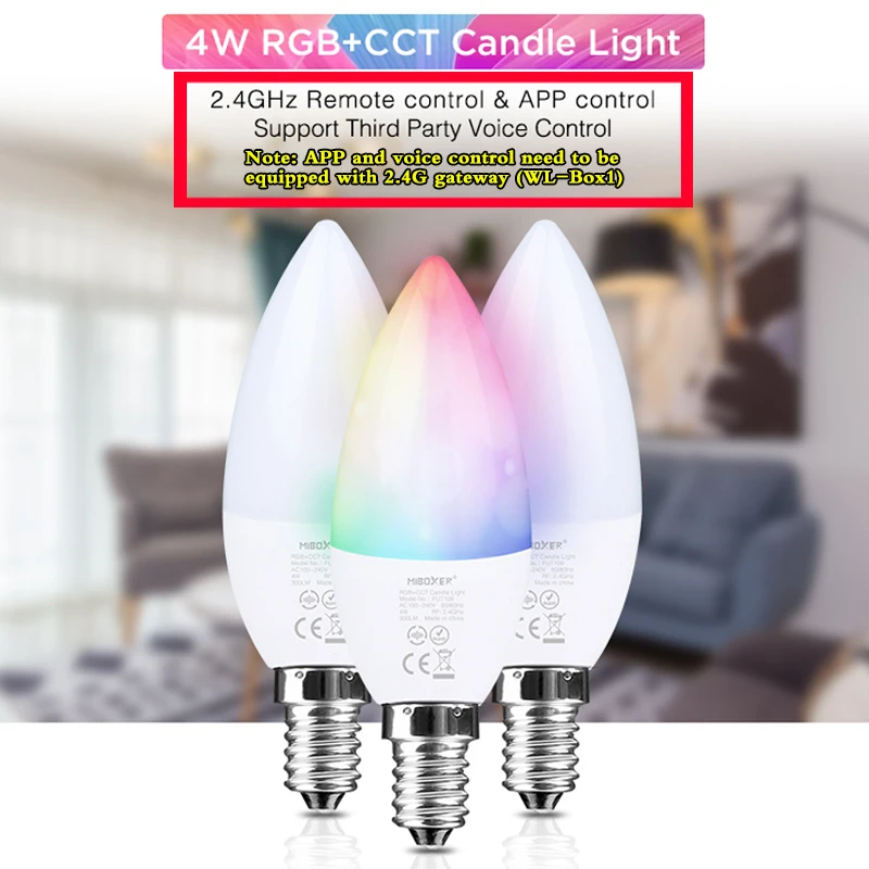 Bombilla-de-vela-inteligente-RGB-CCT-Base-E14-de-4W-l-mpara-de-luz-LED ...