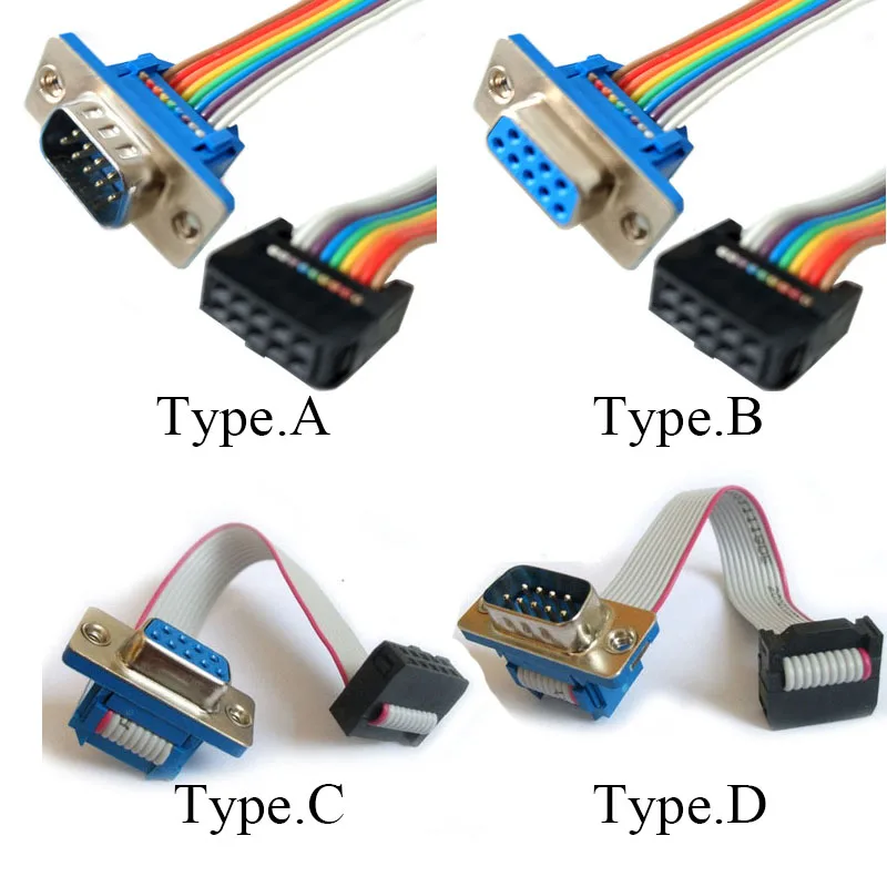 30CM-DB9-MALE-to-FC-10P-FEMALE-CABLE-rs232-serial-port-connector-to-2 ...