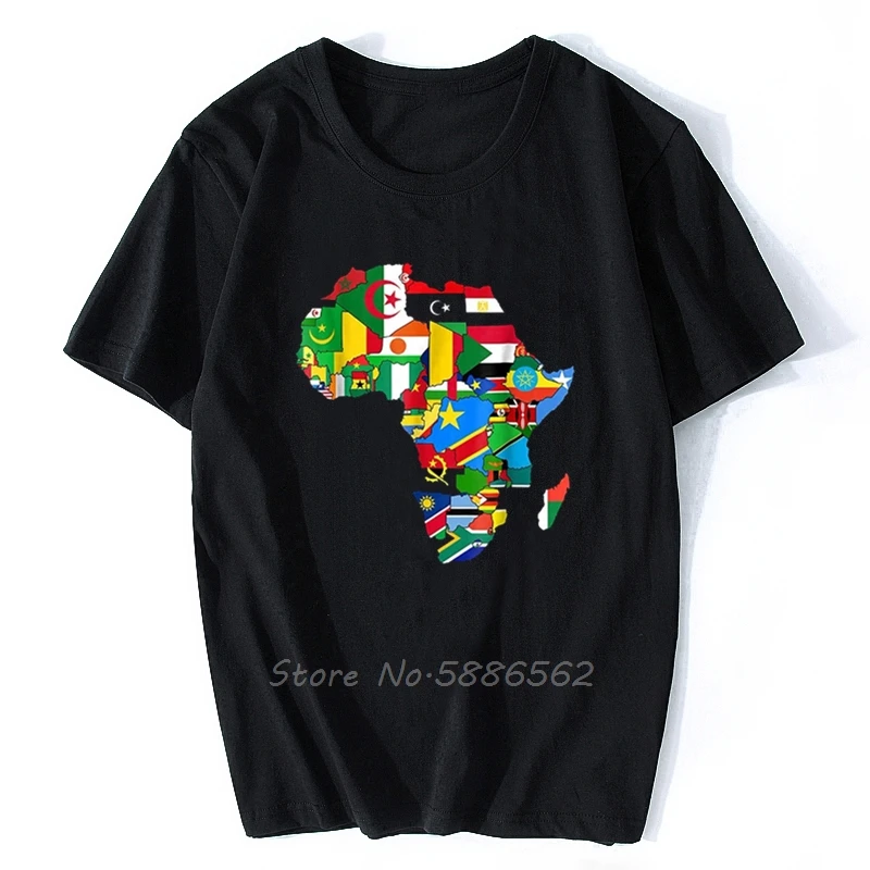 Africa Map T-Shirt African Country Flag Collage Tshirt Fashion Short ...