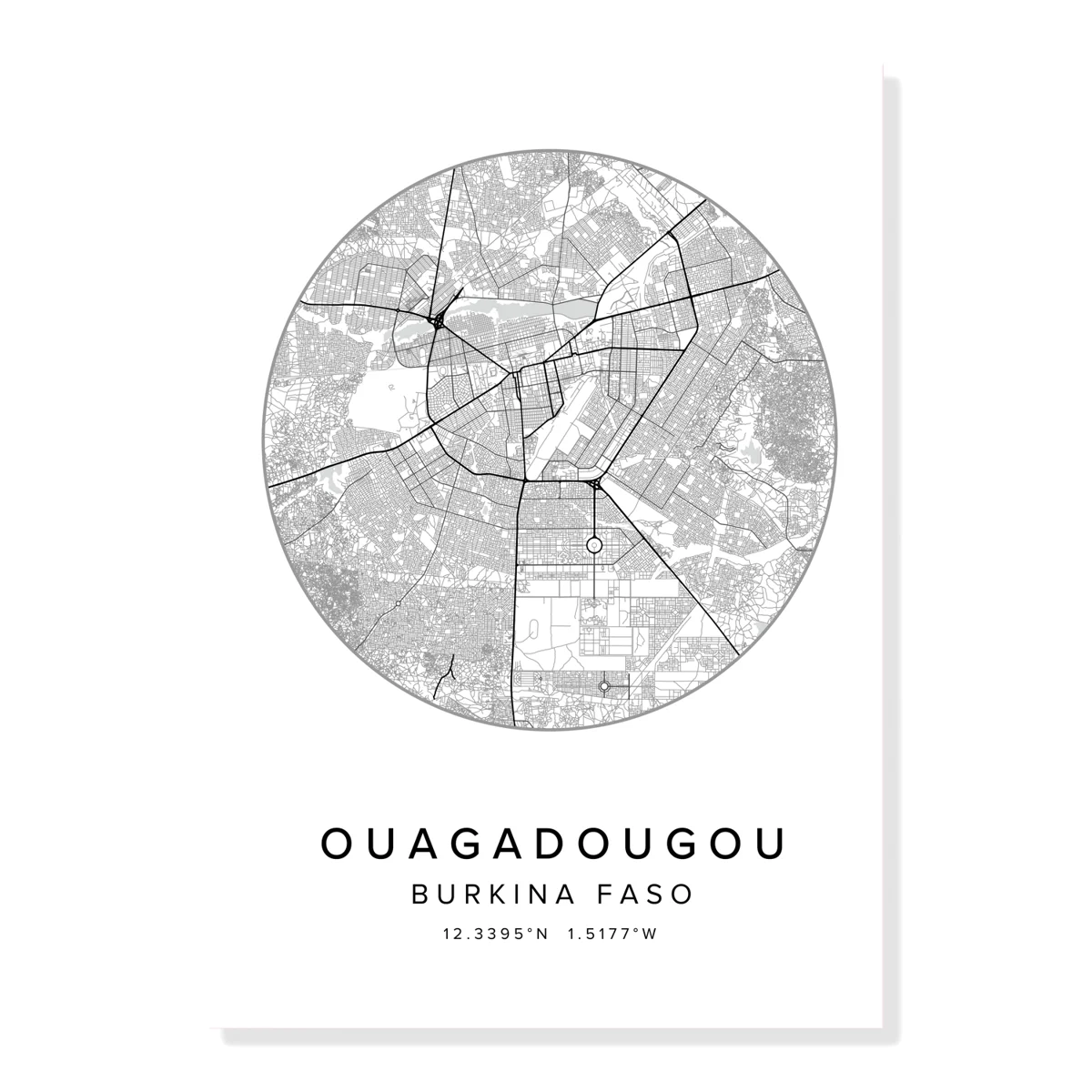 Art & Collectibles Prints map of Ouagadougou Ouagadougou map art ...