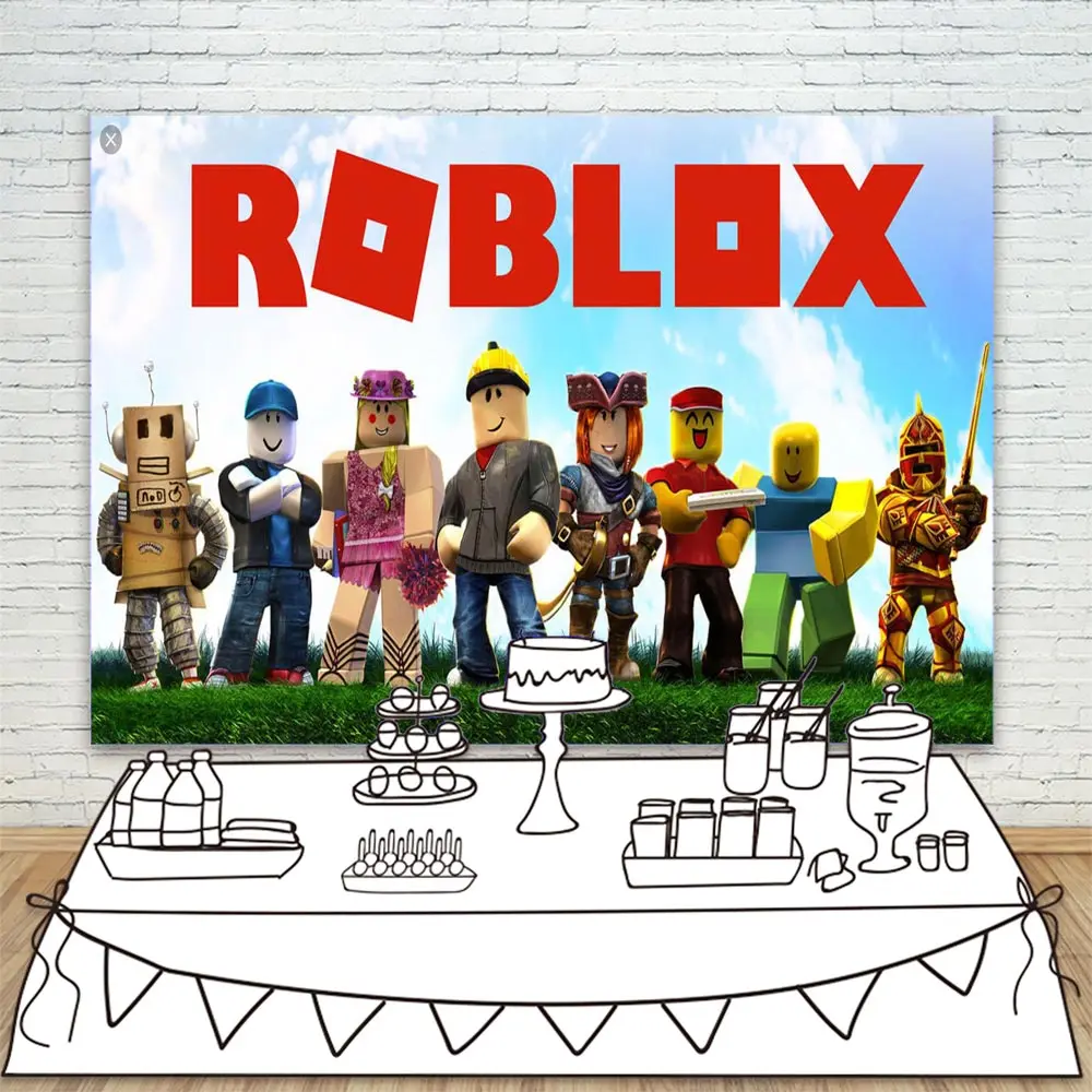 Roblox Theme Party Backdrop For Boys Kid Photography Happy Birthday ...