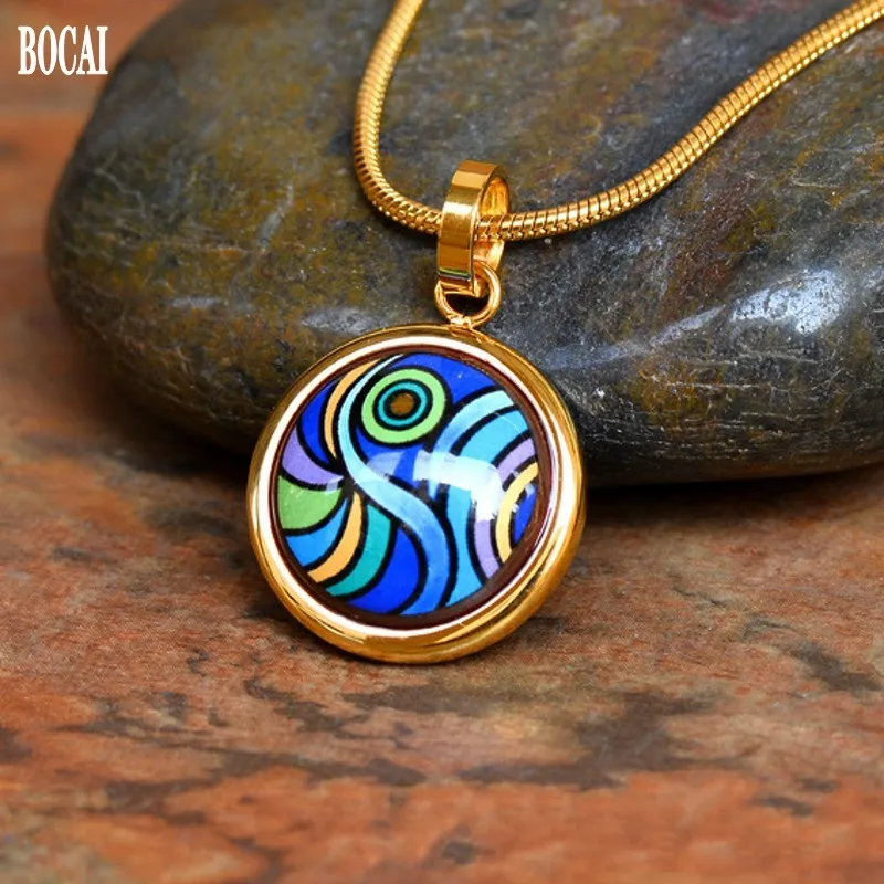 2020 neue Cloisonné Anhänger mit Halskette Starry Nacht doppelseitige Emaille Anhänger für Frau ...