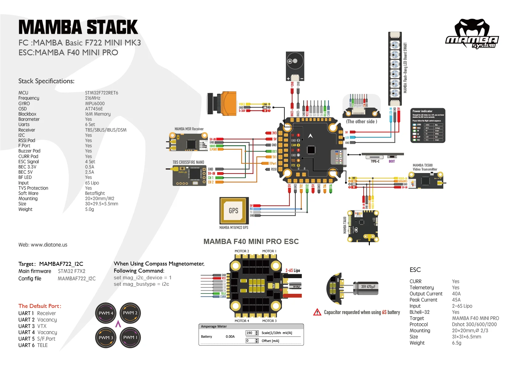 Mamba f405 mk2 схема подключения