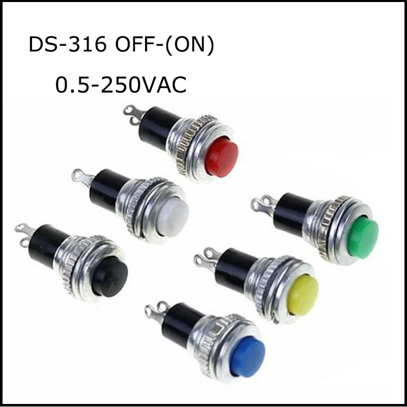 Mini Drukknop DS 316 Off (On) 0.5A 250VAC 10Mm Tuimelschakelaar Kleur ...