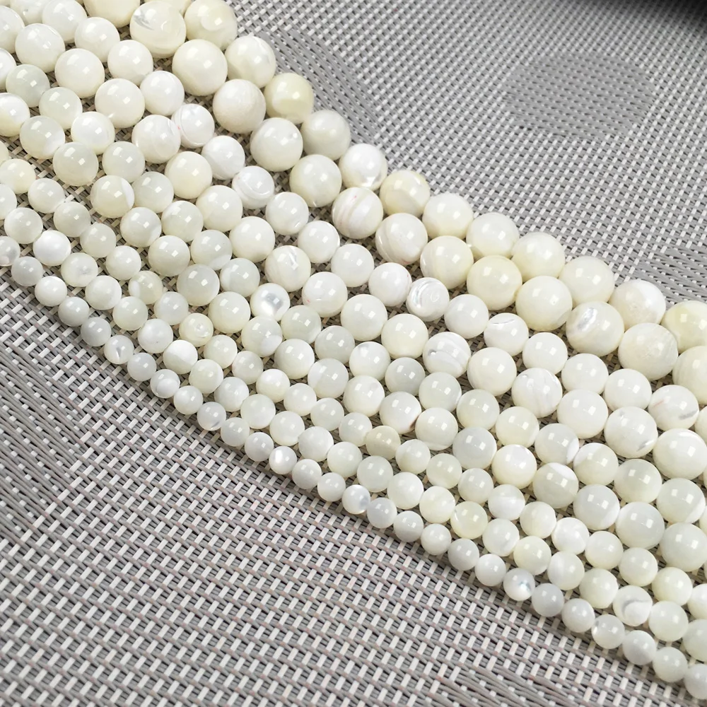 Natural-Shell-Beads-Mother-of-Pearl-Freshwater-Shells-Loose-Round-Beads ...
