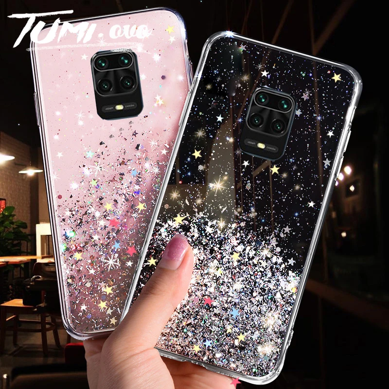 Transparent Bling Glitter Case For Xiaomi Redmi Note 9S 9 S Case Soft ...