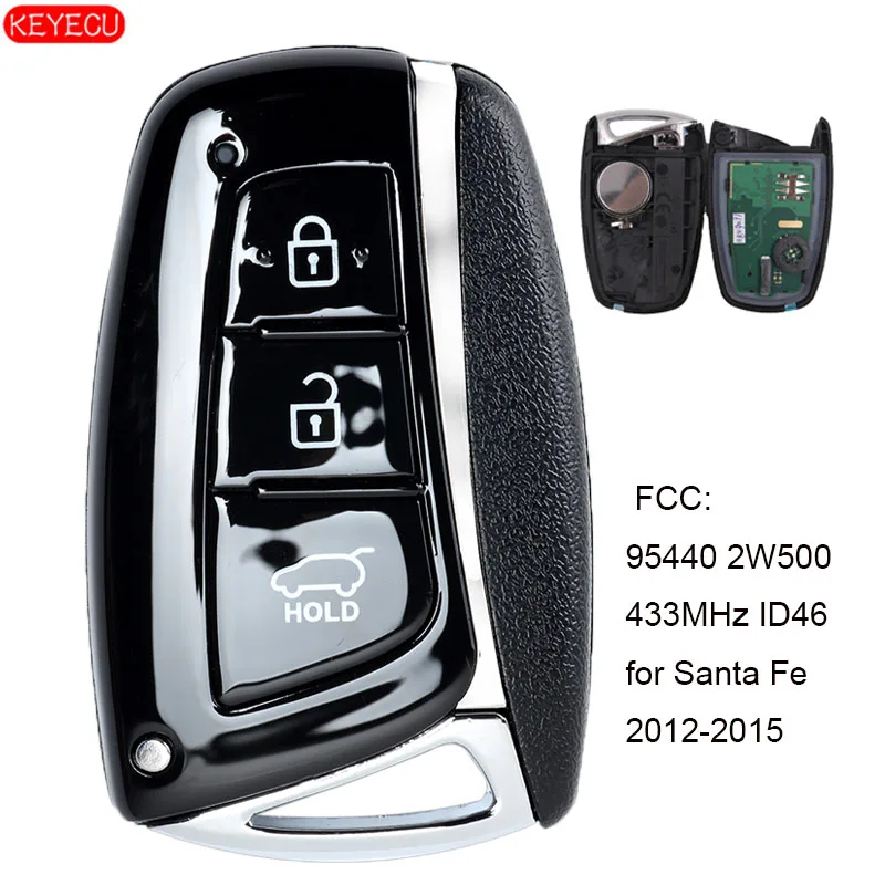 KEYECU Smart Remote Car Key Fob 3 Button 433MHz ID46 Chip for Hyundai ...