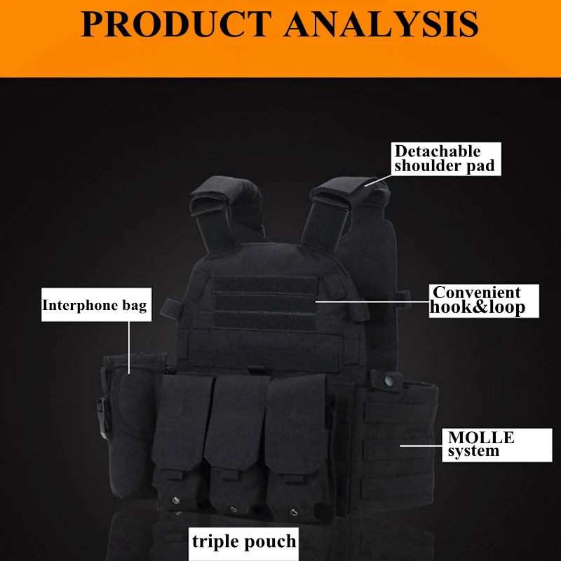 Tactical Military Vest Body Armor Plate Carrier Vest Ammo Magazine ...
