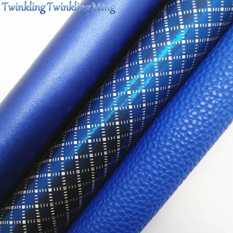 Blauw Glitter Fabirc, Faux Leer Stof, litchi Synthetisch Leer Stof ...