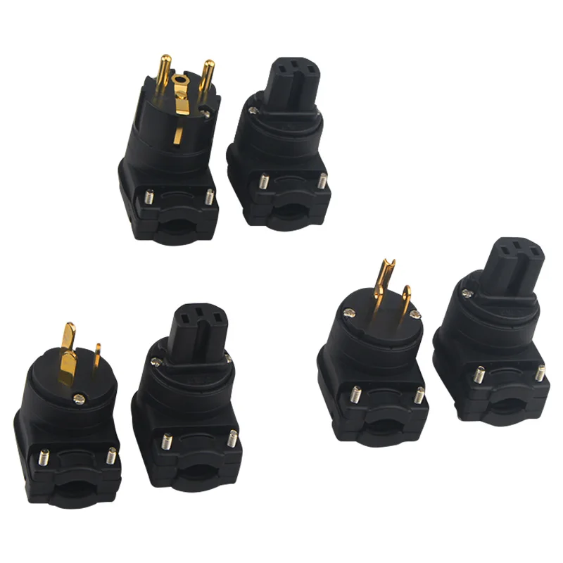 HiFi-Audio-Adapter-Gold-Plated-L-shaped-Power-Plug-Copper-IEC-Connector ...